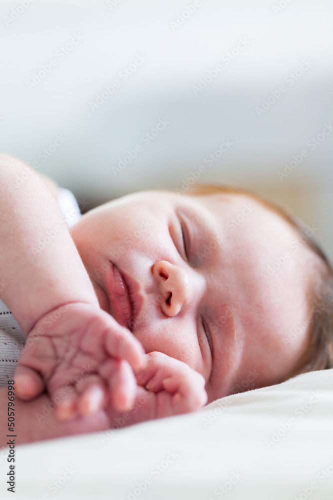 Sleeping newborn baby hands detail Stock Photo | Adobe Stock