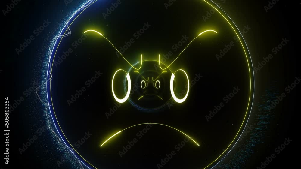 ANGRY Face Emoji Neon Background, Animation, Loop, Social Media ...
