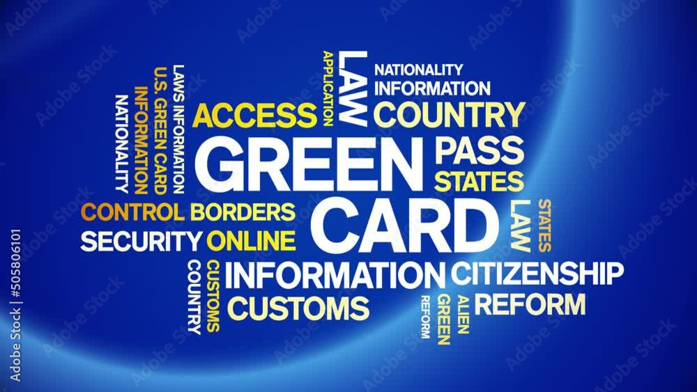 Green Card Animated tag word cloud;text design animation kinetic ...