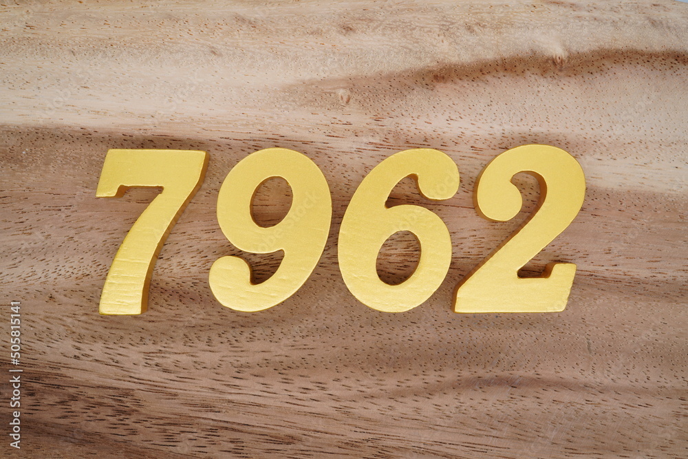 Number 7962 is made of 1 cm thick teak, painted gold on top of real ...