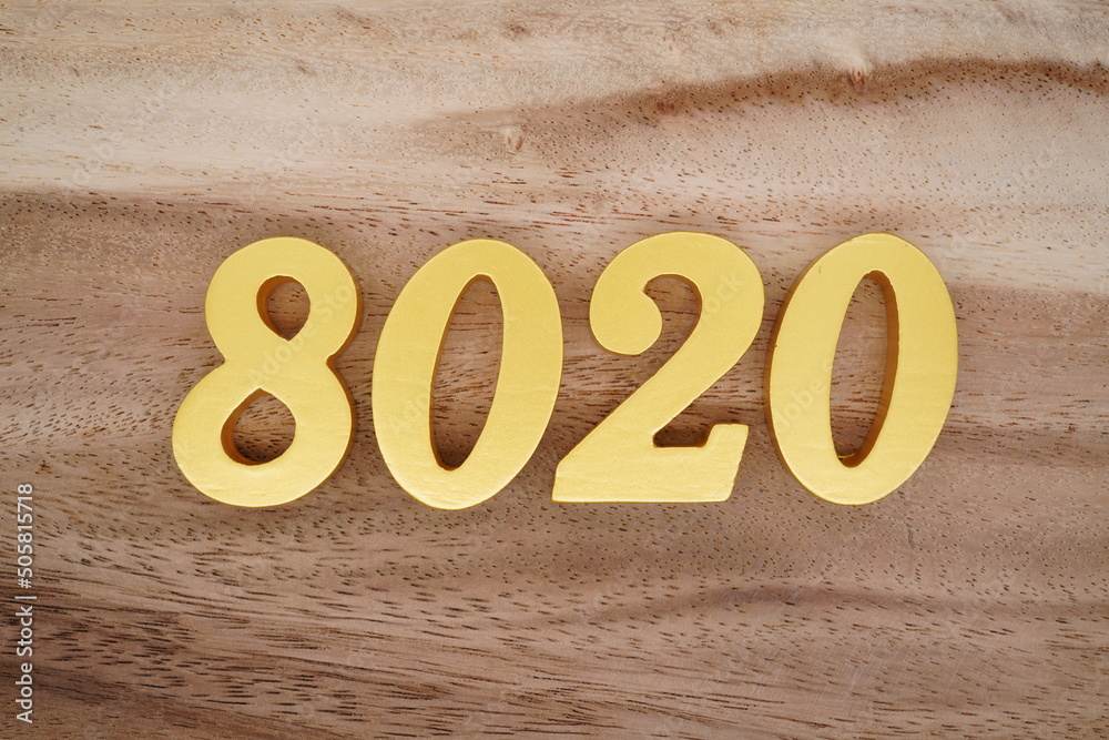 Number 8020 is made of 1 cm thick teak, painted gold on top of real ...