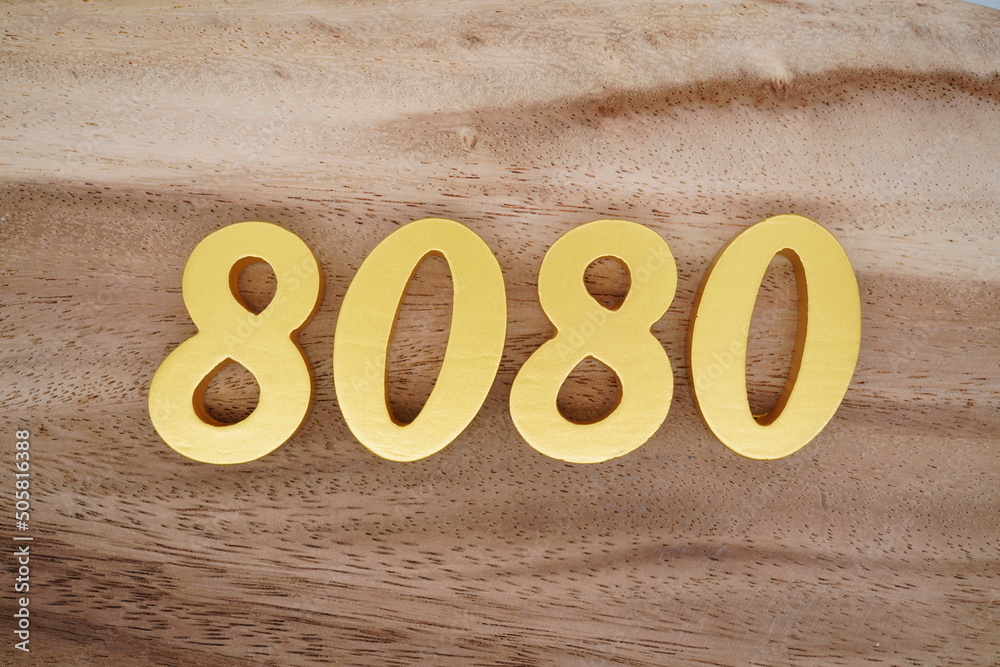 Number 8080 is made of 1 cm thick teak, painted gold on top of real ...