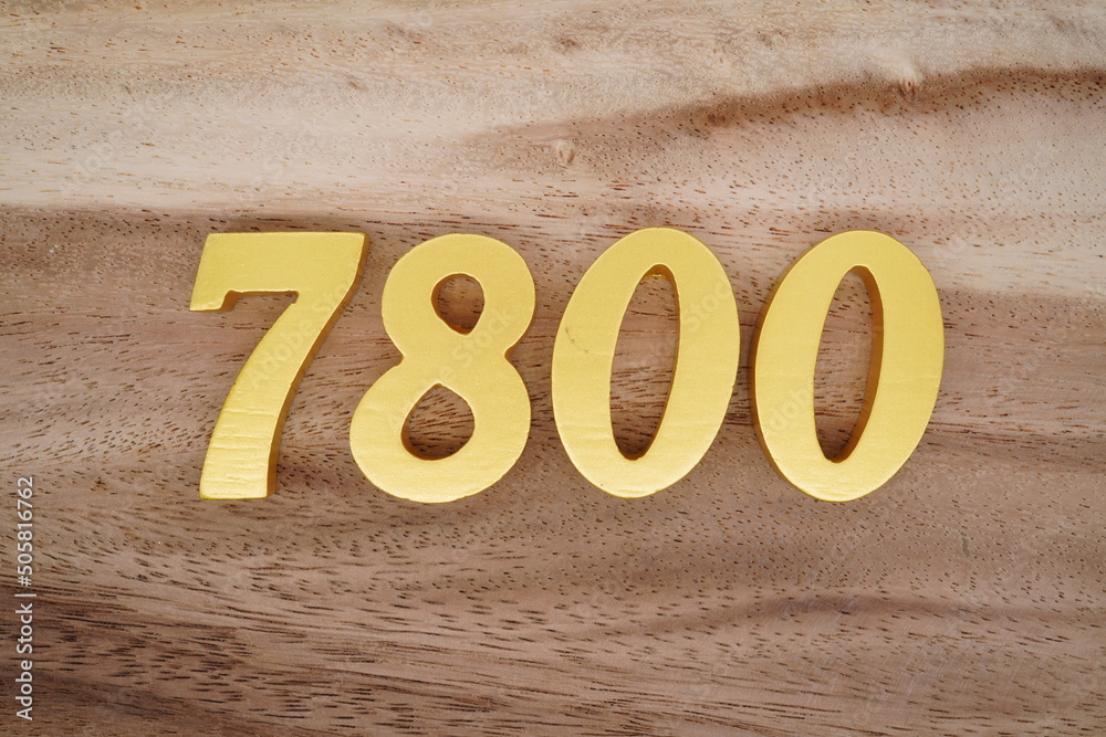 Number 7800 is made of 1 cm thick teak, painted gold on top of real ...