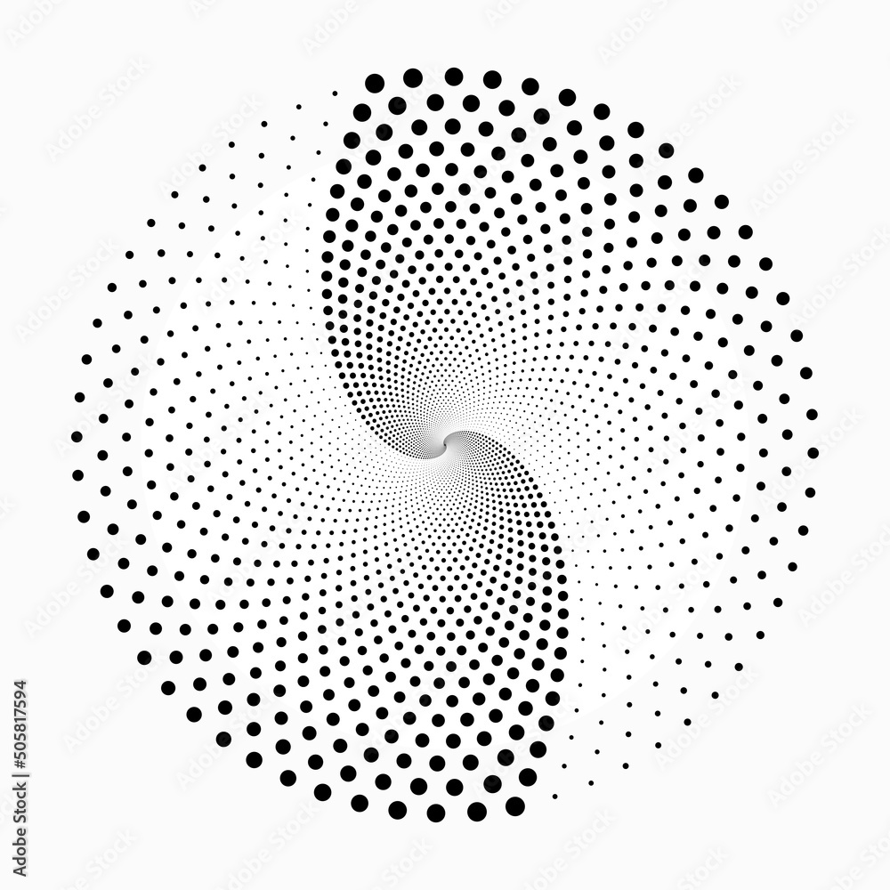 Halftone design element. Abstract background. Dotted round logo ...