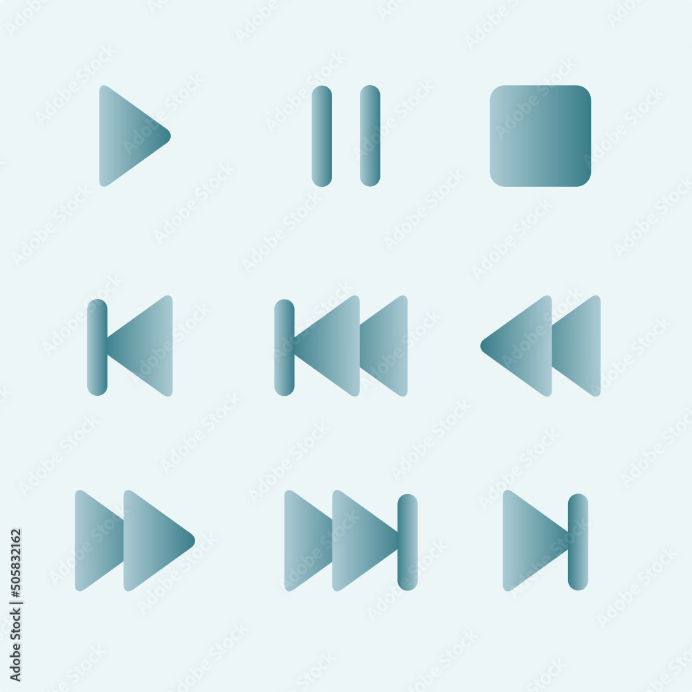 Play Pause Stop Rewind Icons