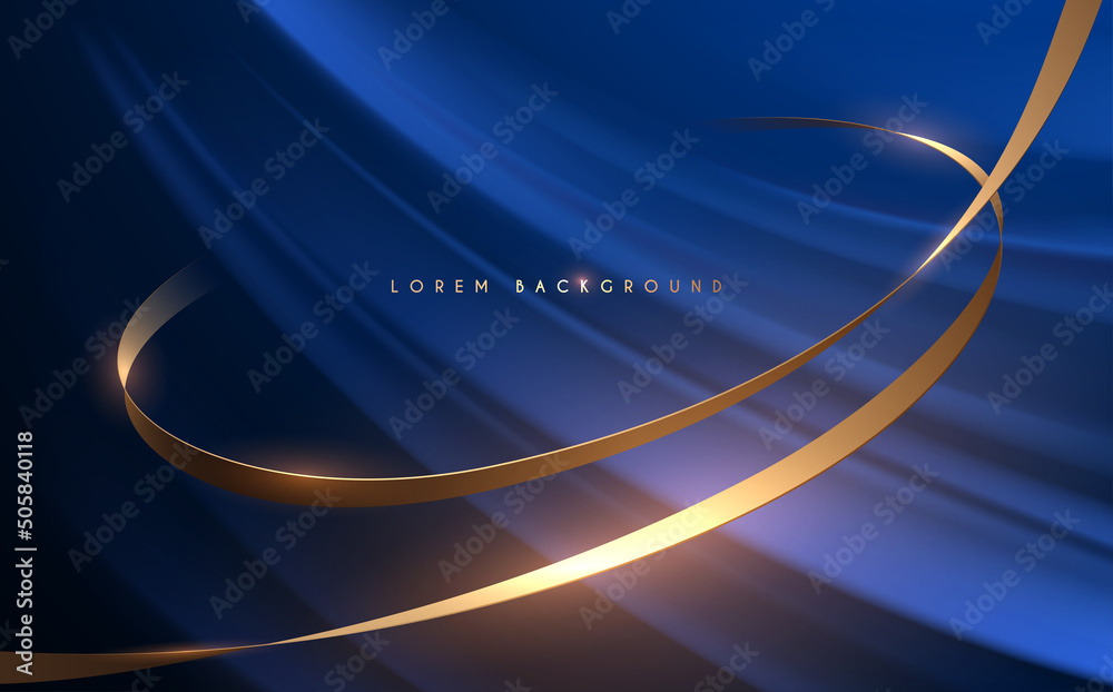 Golden ribbon on blue background Stock Vector | Adobe Stock