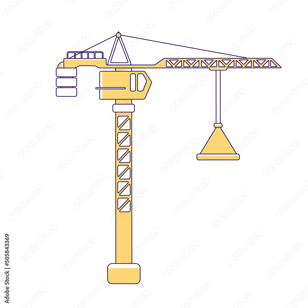 Hoisting crane semi flat color vector element. Full sized object on ...