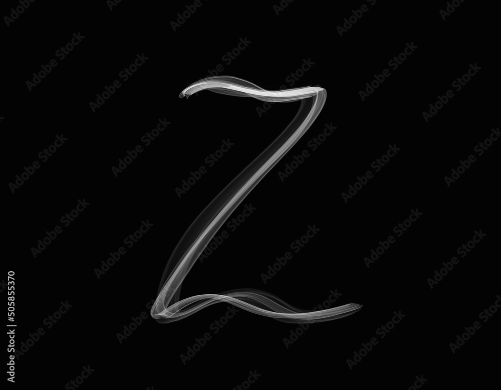 realistic smoke shape with capital alphabet zeta spreading on dark ...