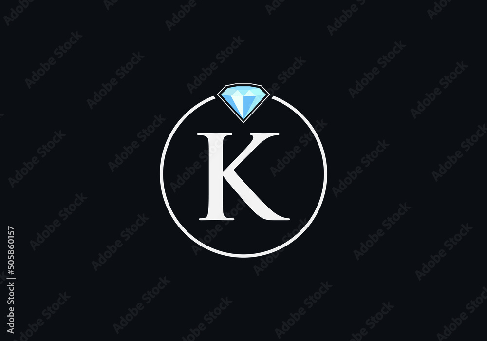 Diamond jewellery logo design vector with the letter K Stock Vector ...