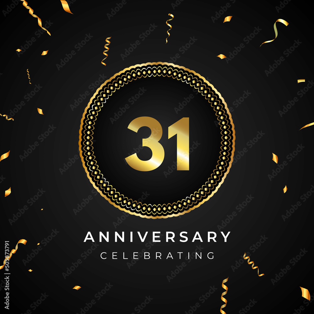 31 years anniversary celebration with circle frame and gold confetti ...