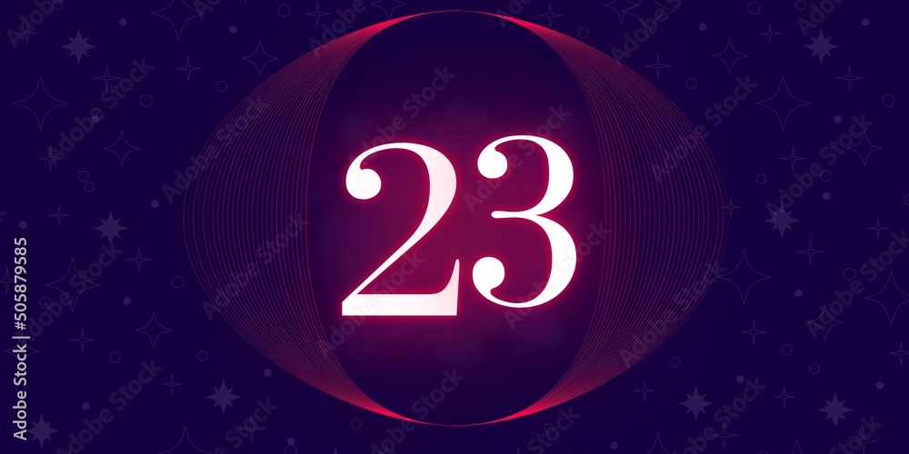Number 23. Banner with the number twenty three on a blue background and ...