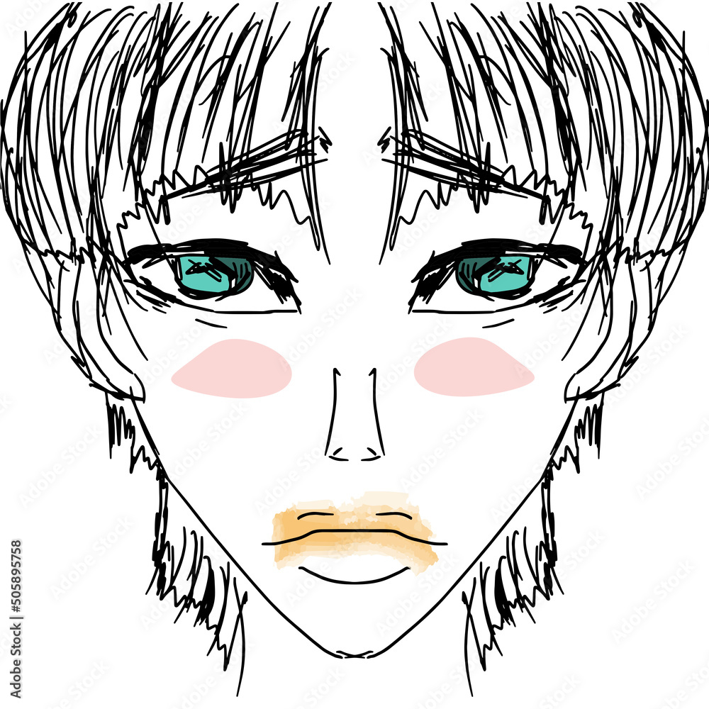 Embarrassed, confused guy with blue eyes and a bashful blush on his ...