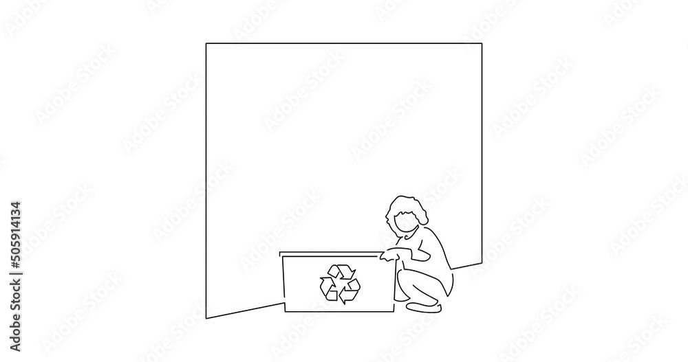 Ecology and climate change concept in line art animation. Video footage ...