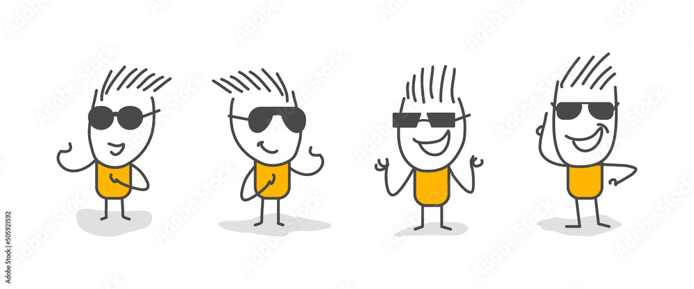Stick Figures Smiling Stick Figures Trendy Sunglasses Attractive Young Men In Sunglasses