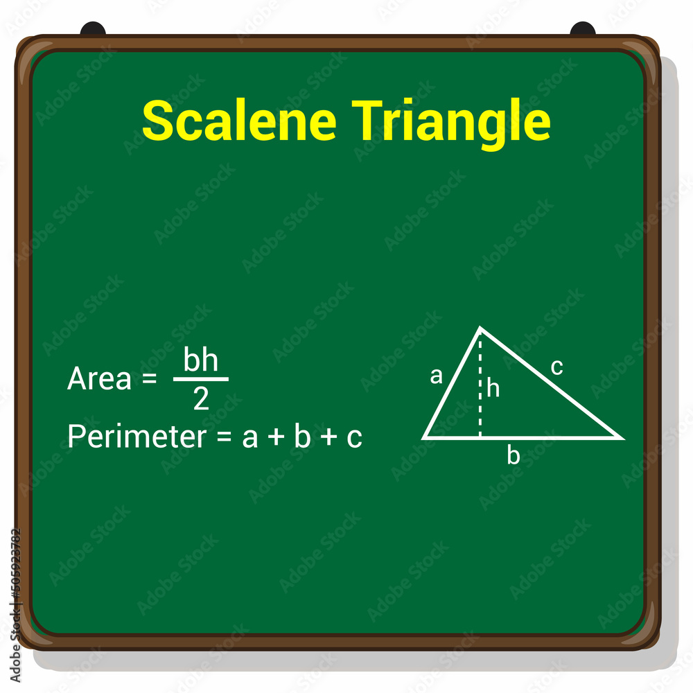 Area and perimeter of an scalene triangle in mathematics vector de ... Area and perimeter of an scalene triangle in mathematics vector de ...
