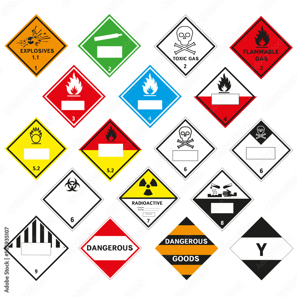 Hazardous Materials - Hazard pictograms. Stock Vector | Adobe Stock