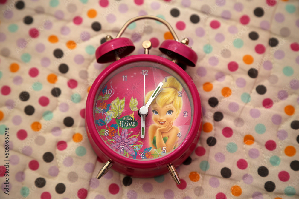 Tinker Bell alarm clock. Disney Fairies. Cartoon pink clock for ...