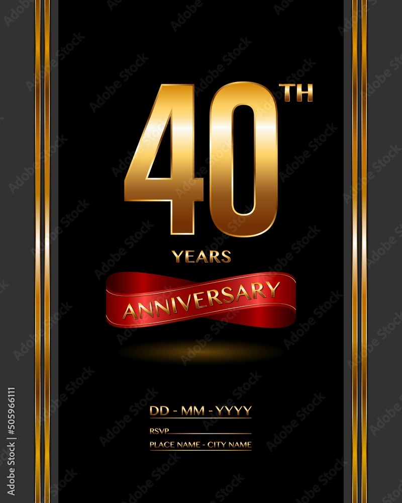 40 years anniversary celebration logotype with elegant gold color and ...