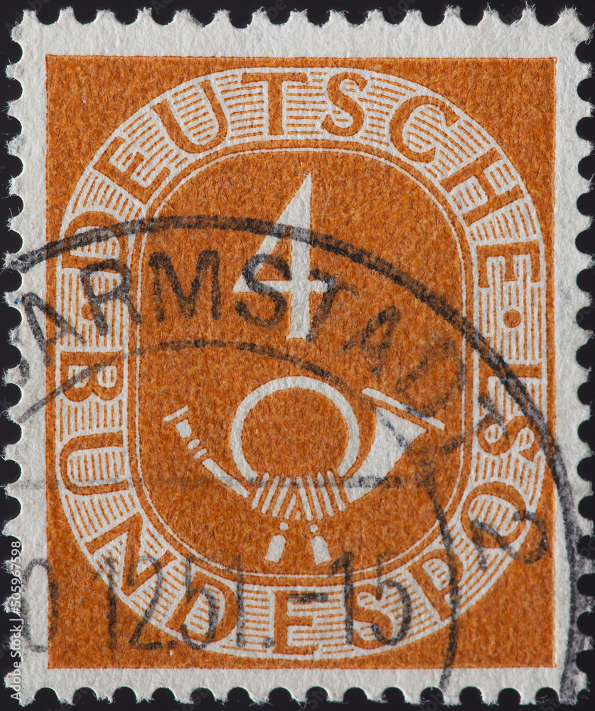 GERMANY - CIRCA 1951: a postage stamp from GERMANY, showing a permanent ...