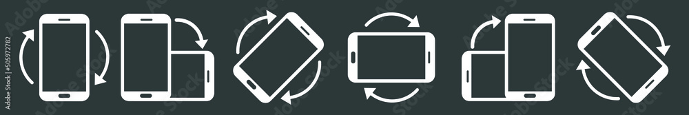 Rotate Mobile phone set. Turn your device. Device rotation symbol ...