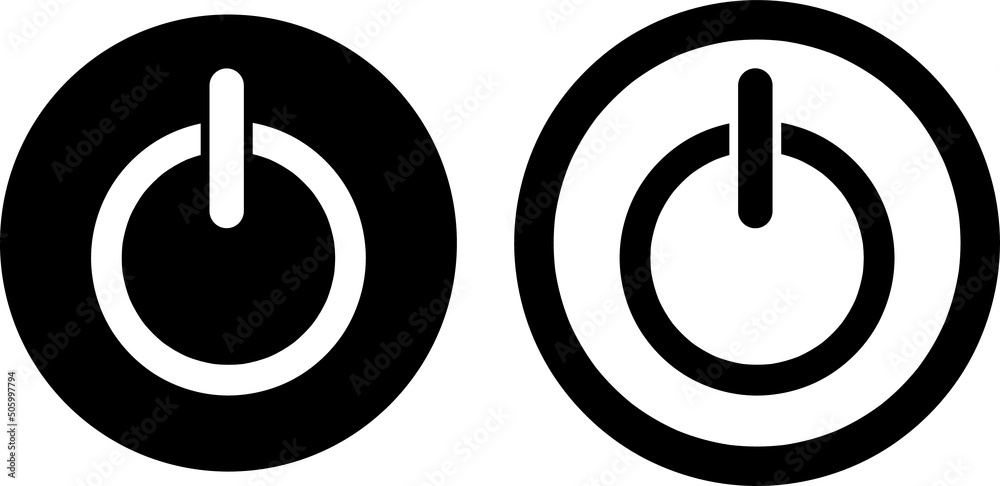 Start icon and power button in circle set . Vector illustration.eps ...