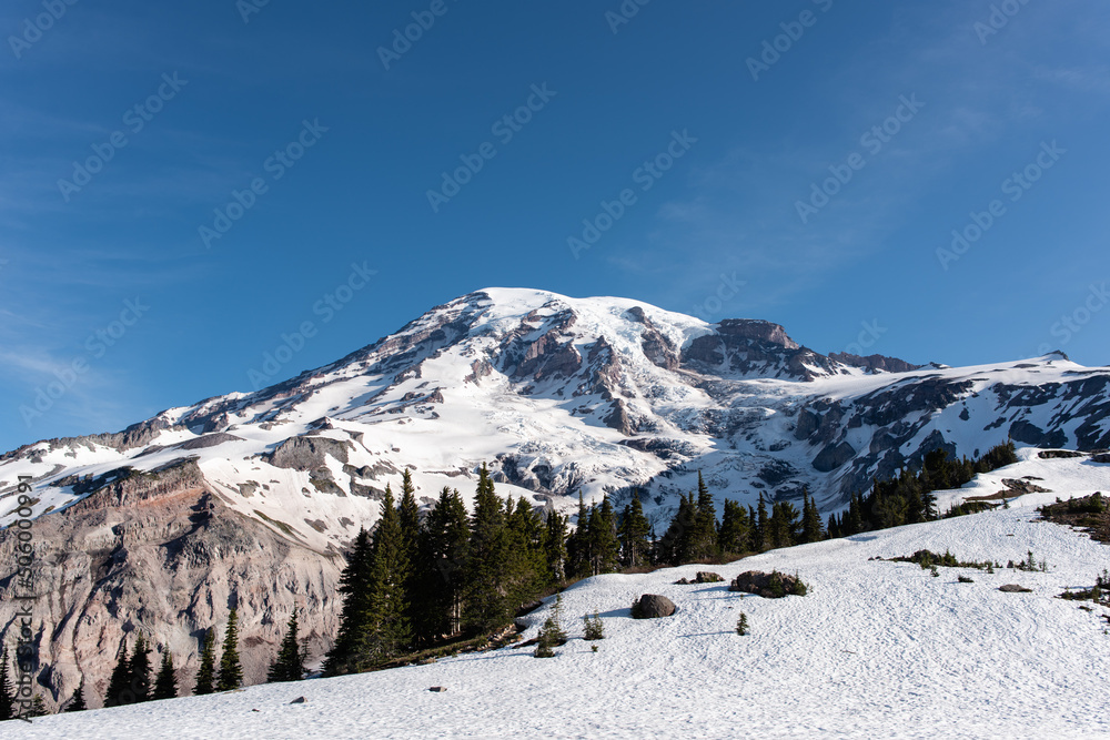 Glacier Vista view of Mount Rainier and Nisqually Glacier during a ...