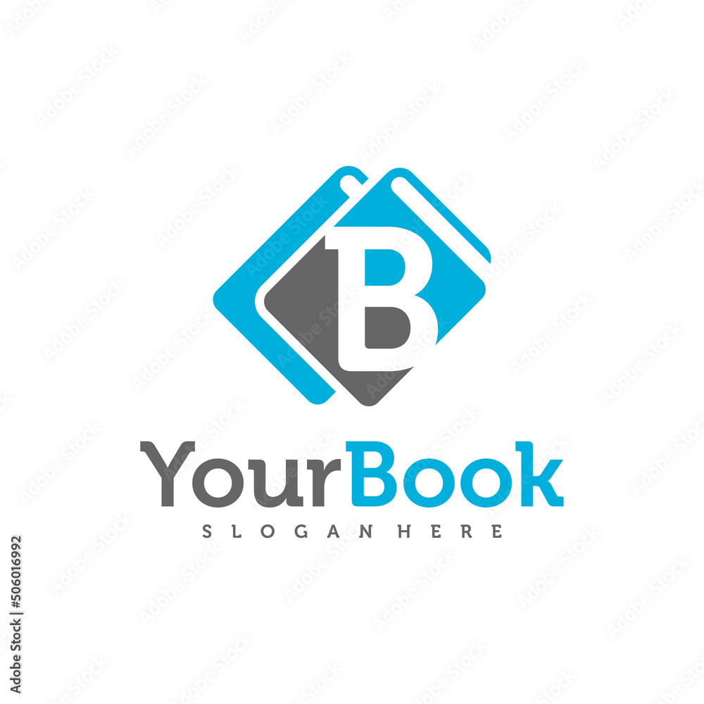 Letter B with Book logo design vector, Creative Book logo concepts ...