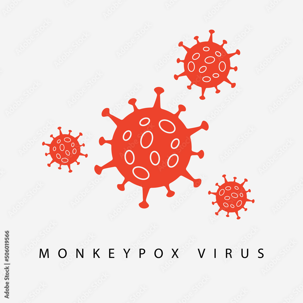 Virus icon sign monkeypox in red color. Pox virus concept. Vector ...