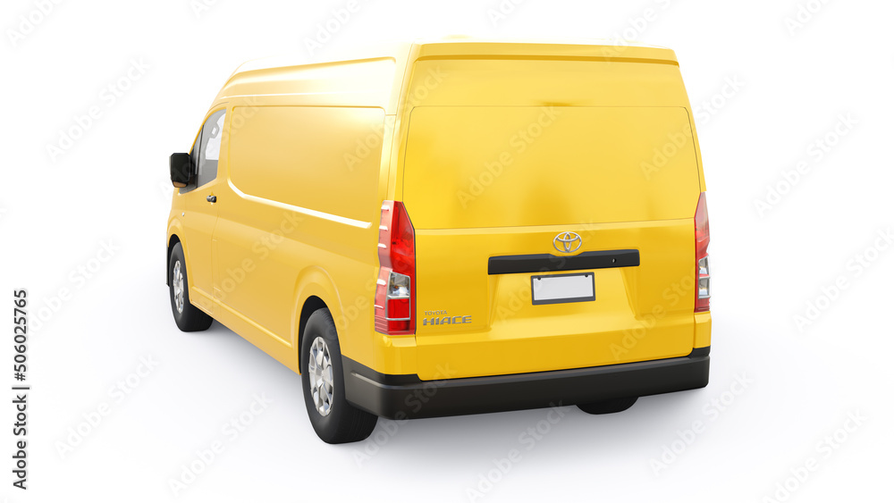 Tokyo, Japan. April 12, 2022: Toyota Hiace. Yellow commercial van for ...