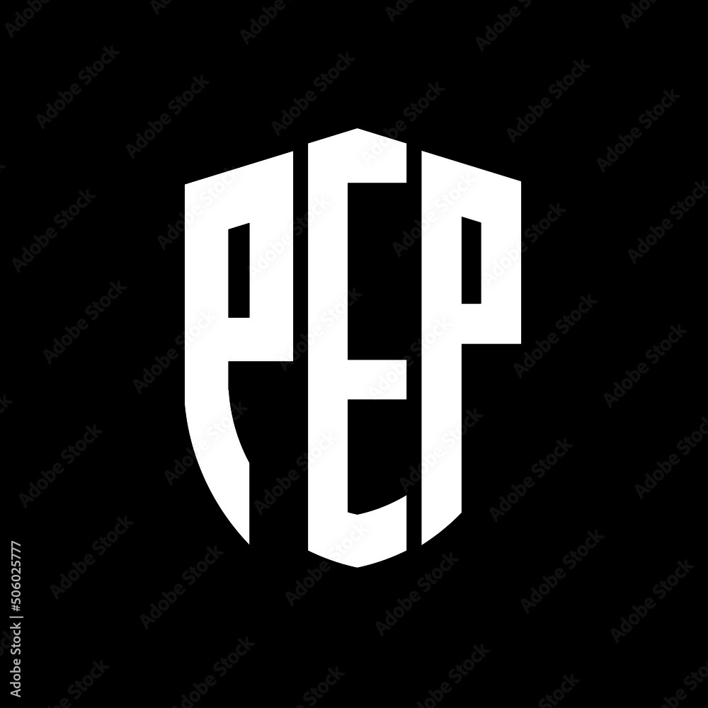 PEP letter logo design. PEP modern letter logo with black background ...