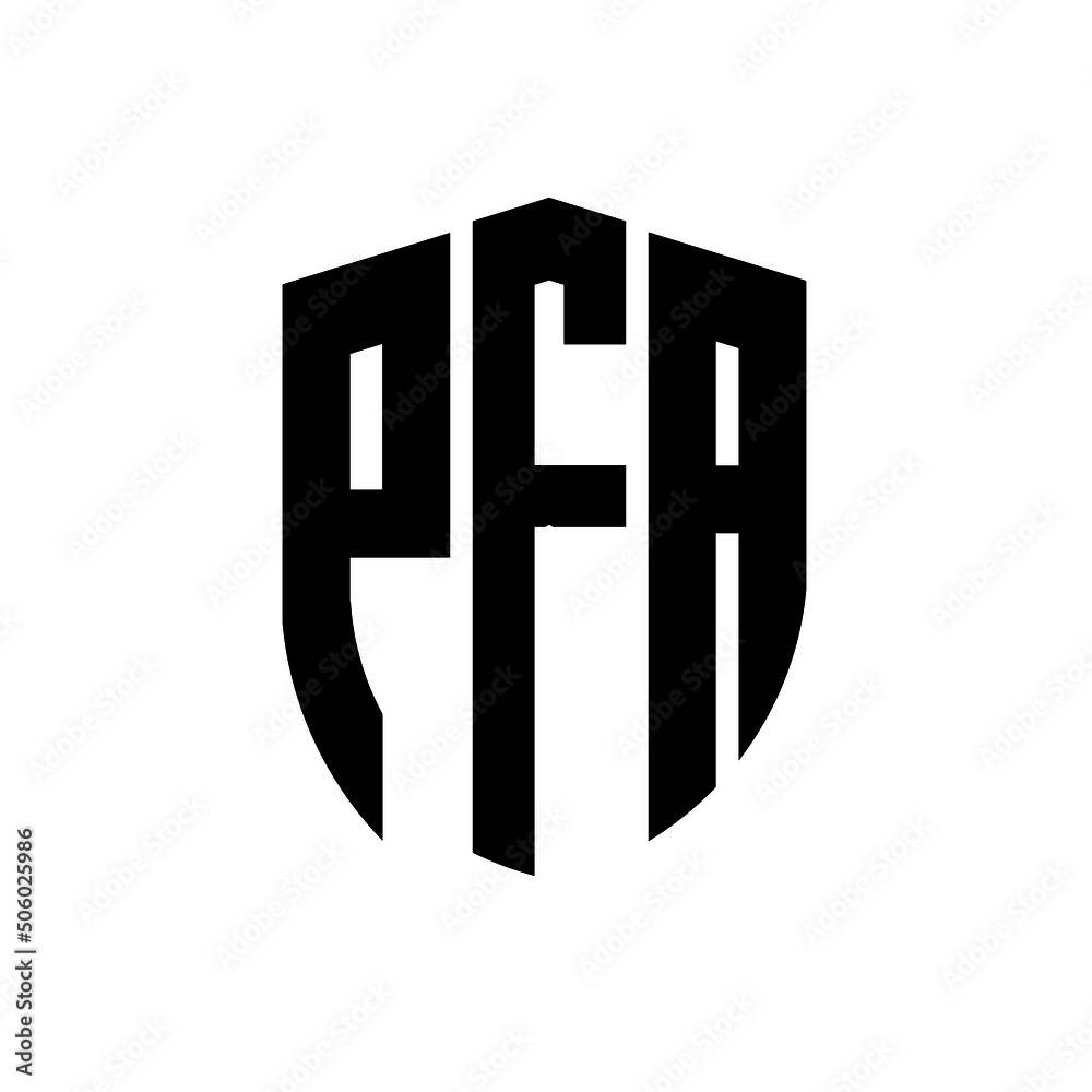 PFA letter logo design. PFA modern letter logo with black background ...