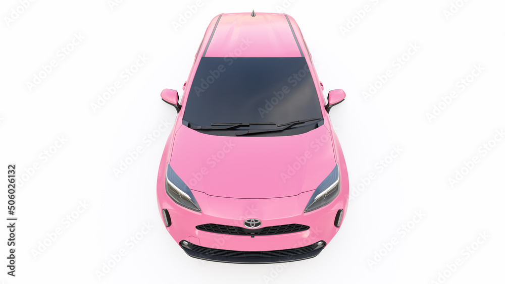 Tokyo, Japan. April 20, 2022: Toyota Yaris Cross 2020. Compact pink SUV ...