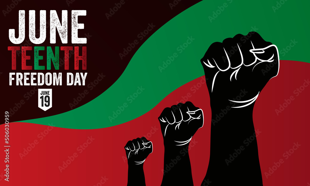 Juneteenth Freedom Day poster with closed fist icon, celebrate freedom ...