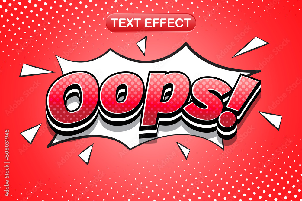 oops 3d text effect Stock Vector | Adobe Stock