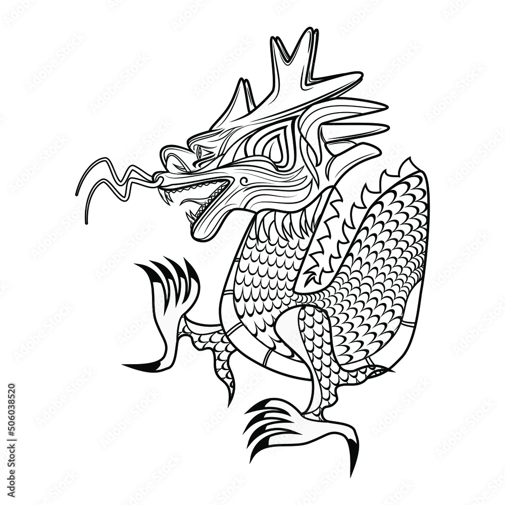 Line art vector – symbols logo or icon of chinese dragon or loong long ...