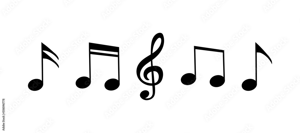 Musical notes. Vector black signs and symbols, illustrations isolated ...