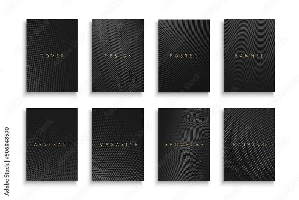 Collection of black luxury covers, templates, backgrounds, placards ...