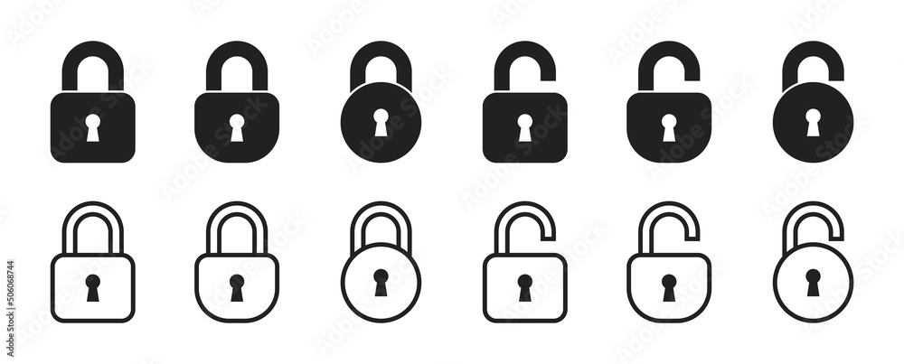 Lock icon set. Padlock symbols. Vector EPS 10 Stock Vector | Adobe Stock