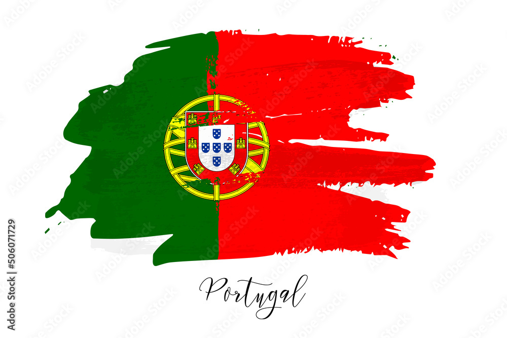 Portugal flag with brush stroke grunge texture, abstract Portuguese ...