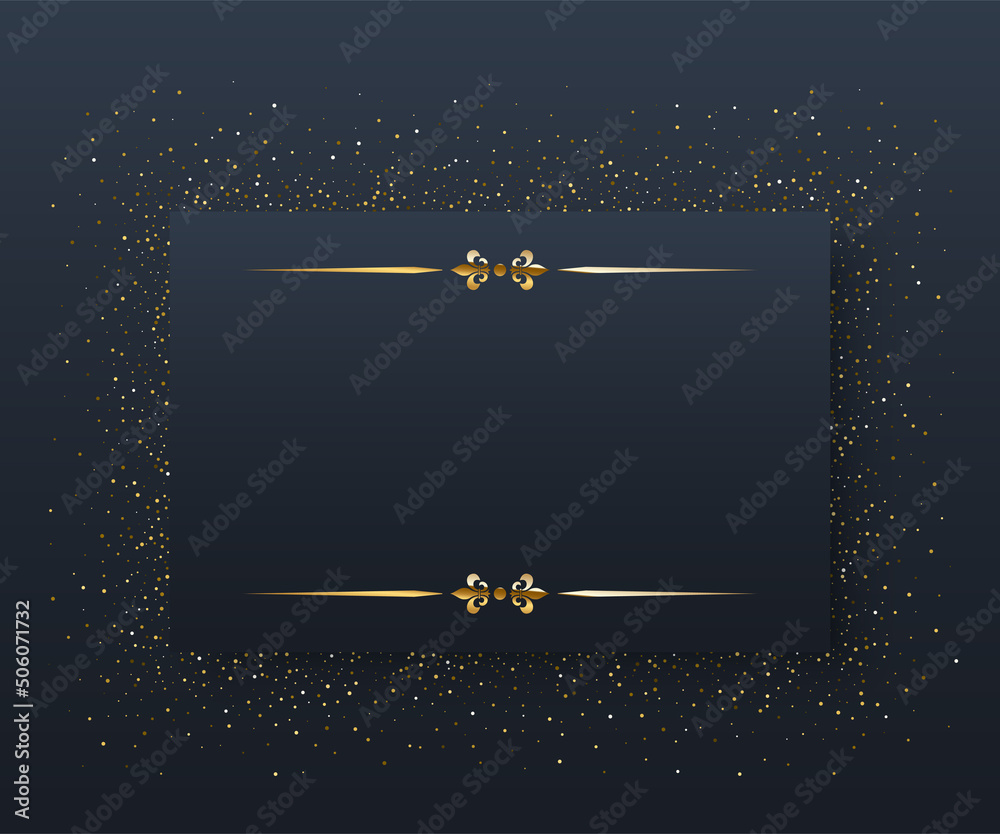 Decorative rectangle gold frame with art deco element vector ...