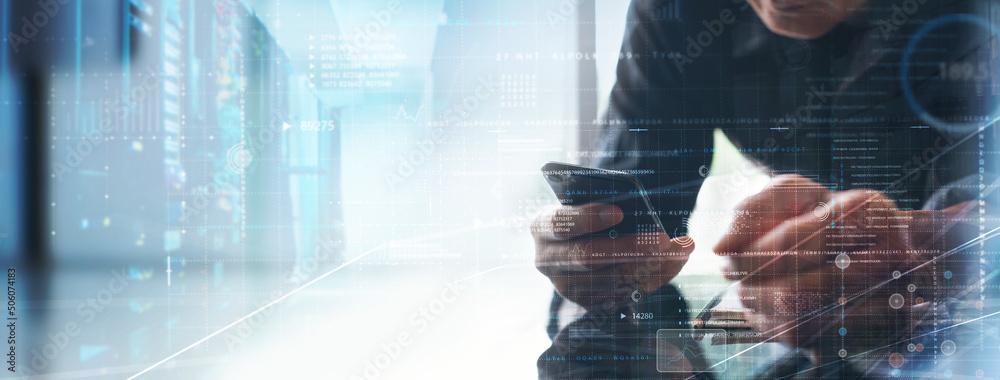 Data Processing, digital technology, internet network concept. Computer ...