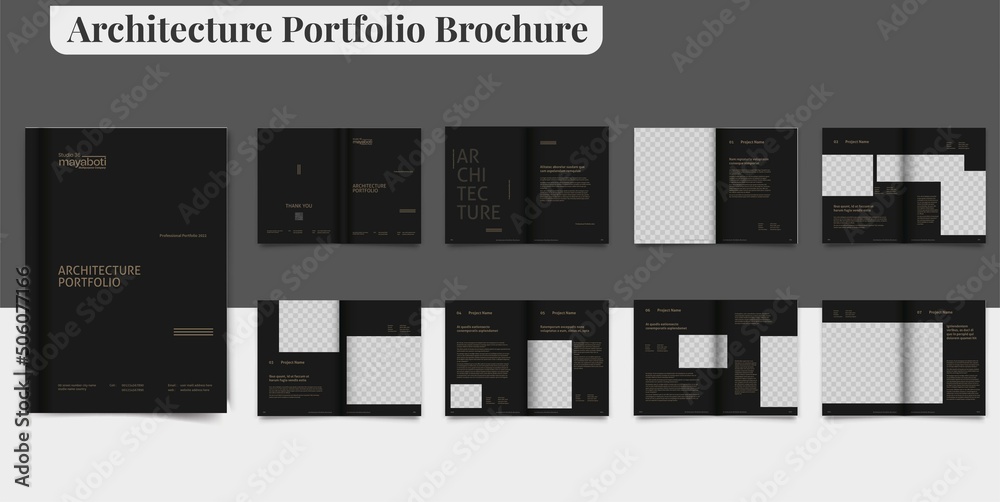 Black Architecture Portfolio Brochure Black Portfolio Template Design ...
