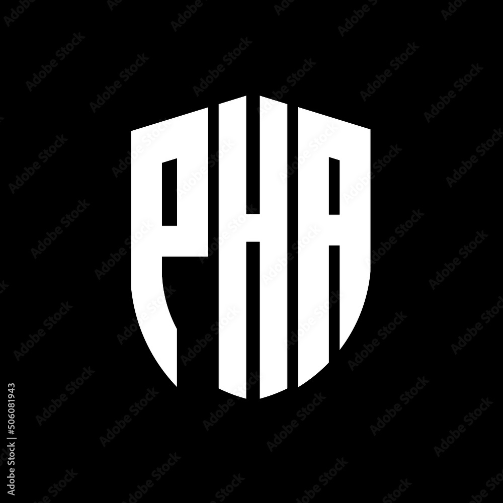 PHA letter logo design. PHA modern letter logo with black background ...