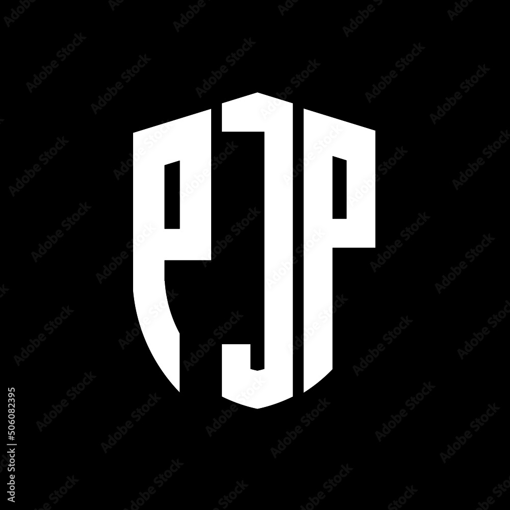 PJP letter logo design. PJP modern letter logo with black background ...