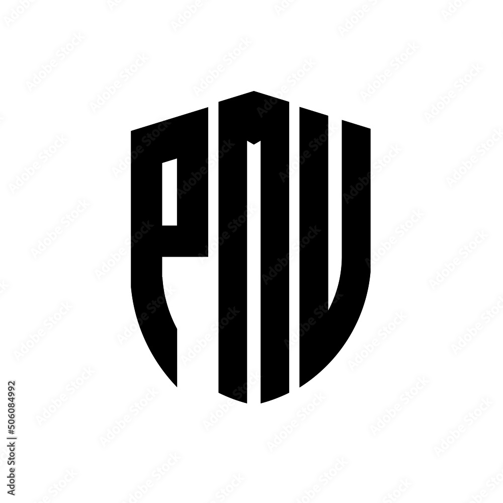 PMU letter logo design. PMU modern letter logo with black background ...