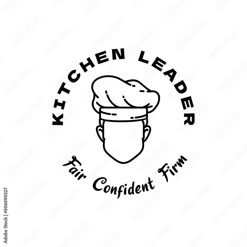 Simple Line Art Head Chef For Restaurant Or Kitchen Logo Vector Design ...