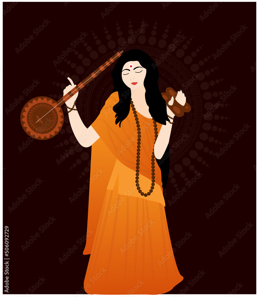 Vetor de Meera Bai Indian Hindu Mystical Singer Bhakt Of Lord Krishna ...