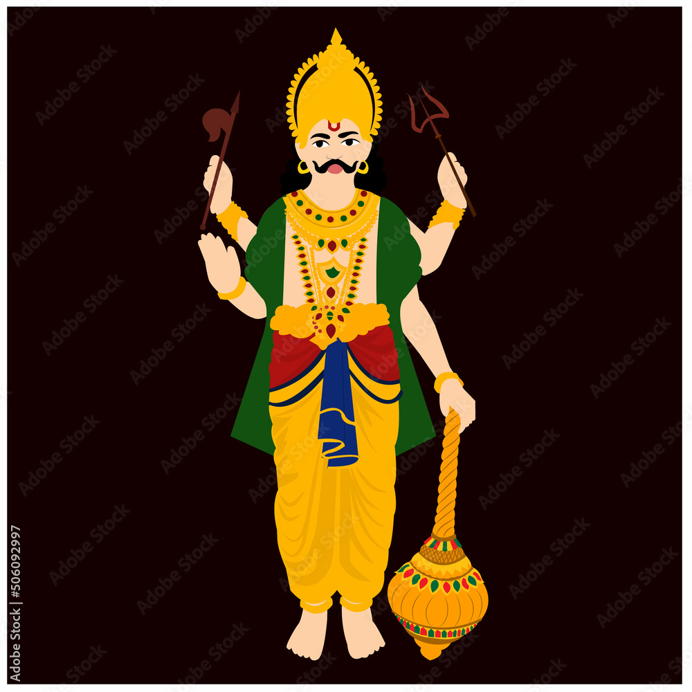 Lord Shani Dev Indian Hindu God Vector Illustration Stock Vector ...