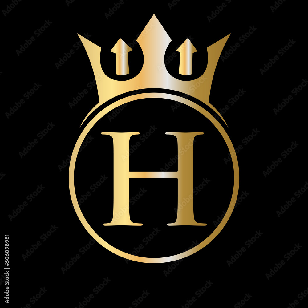 Luxury Letter H Crown Logo. Crown Logo on Letter H Vector Template for ...