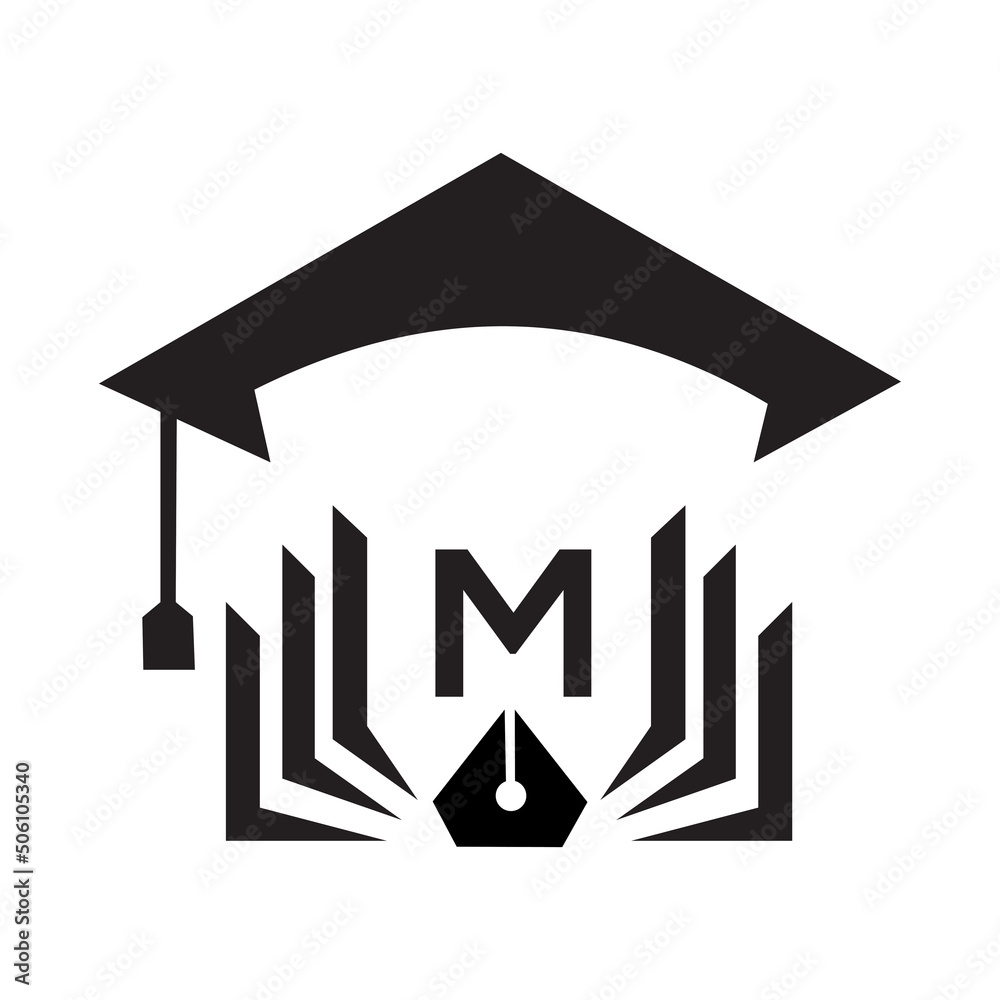 Online education M logo template. Distance learning vector design ...
